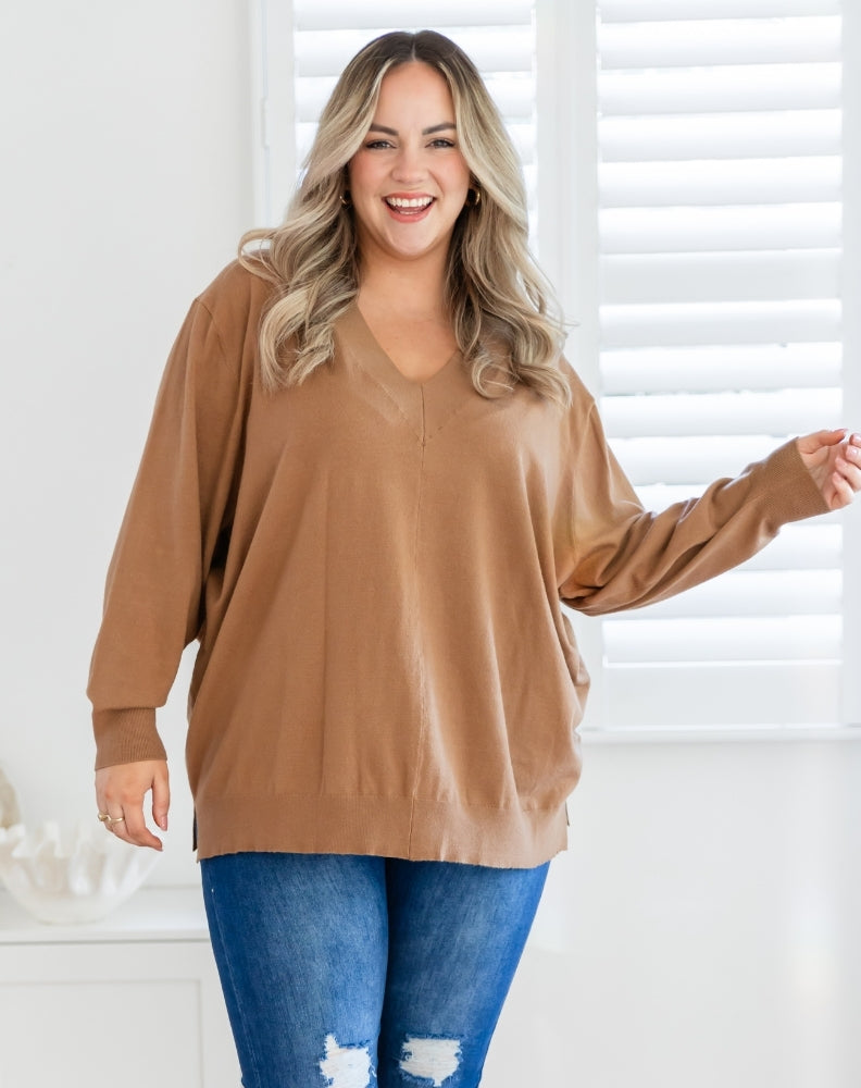 Angel V-Neck Knit - Beige – Freez Clothing