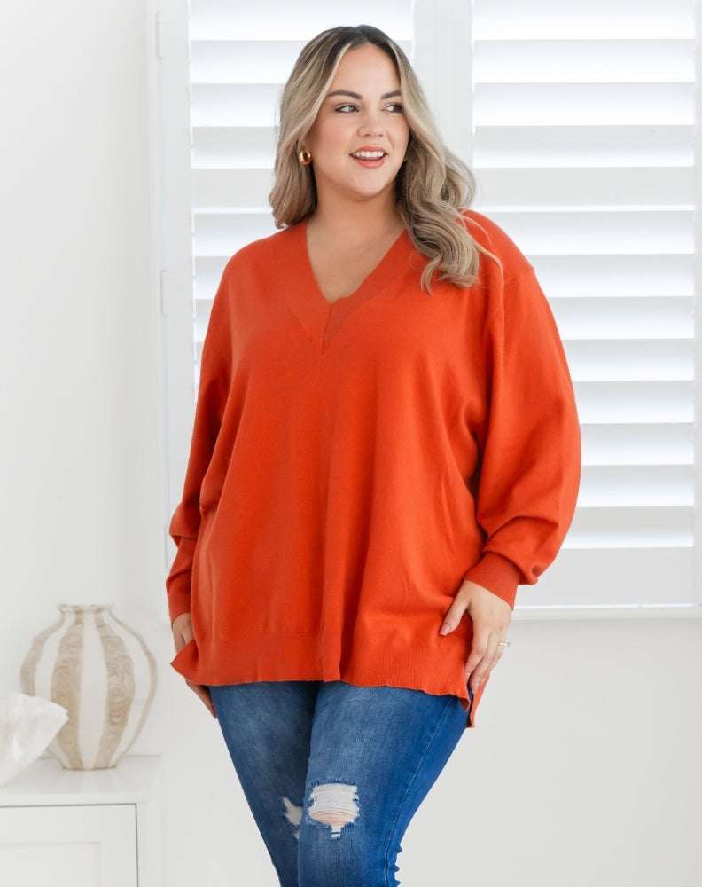 Angel V-Neck Knit - Rust – Freez Clothing