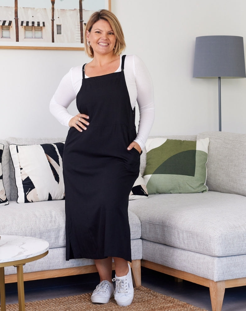 Apron Dress -Black - Freez Clothing