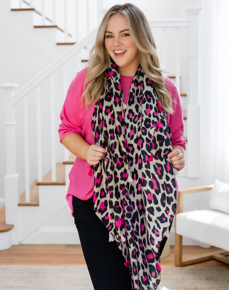 Animal Print Scarf - Hot Pink – Freez Clothing