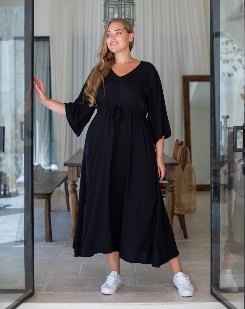 Zoe Dress With Pockets - Black – Freez Clothing